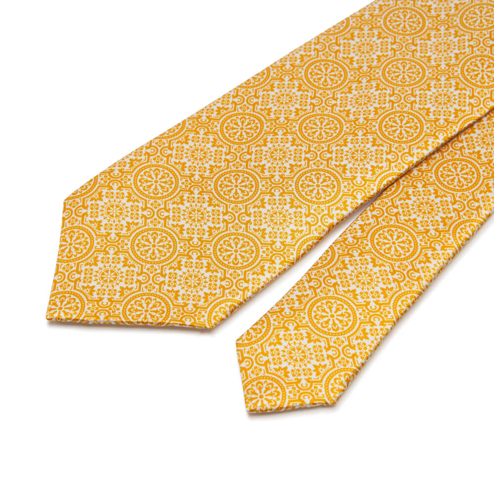 Sicilian Baroque Yellow Duchesse Silk Tie – Silvio Fiorello