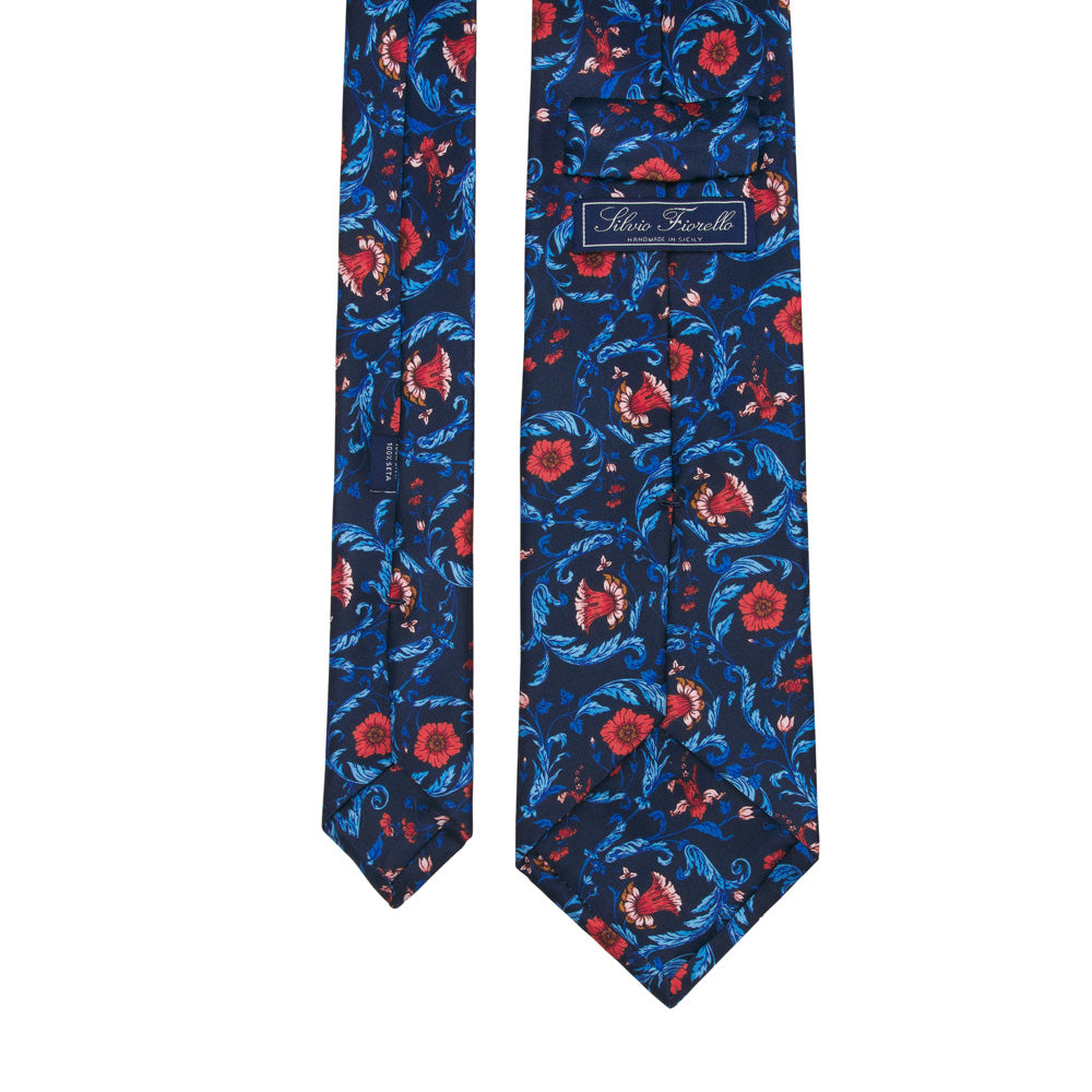 Blue and Red Ethereal Garden Duchesse Silk Tie – Silvio Fiorello
