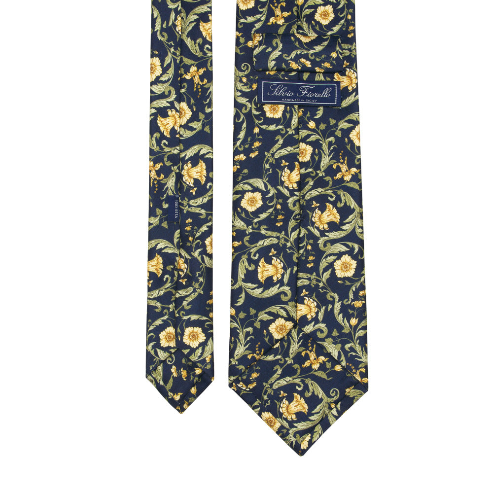 Blue Green and Yellow Ethereal Garden Duchesse Silk Tie – Silvio Fiorello