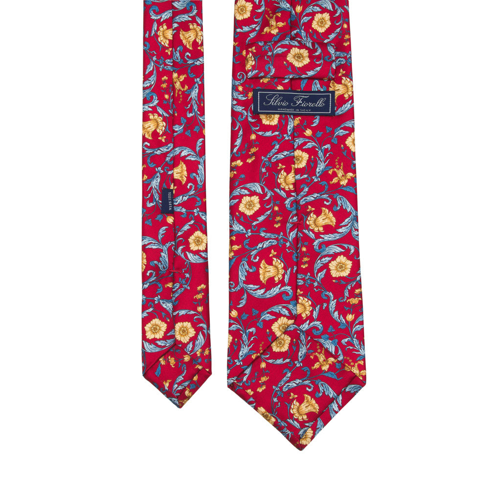 Red Light Blue and Yellow Ethereal Garden Duchesse Silk Tie – Silvio ...
