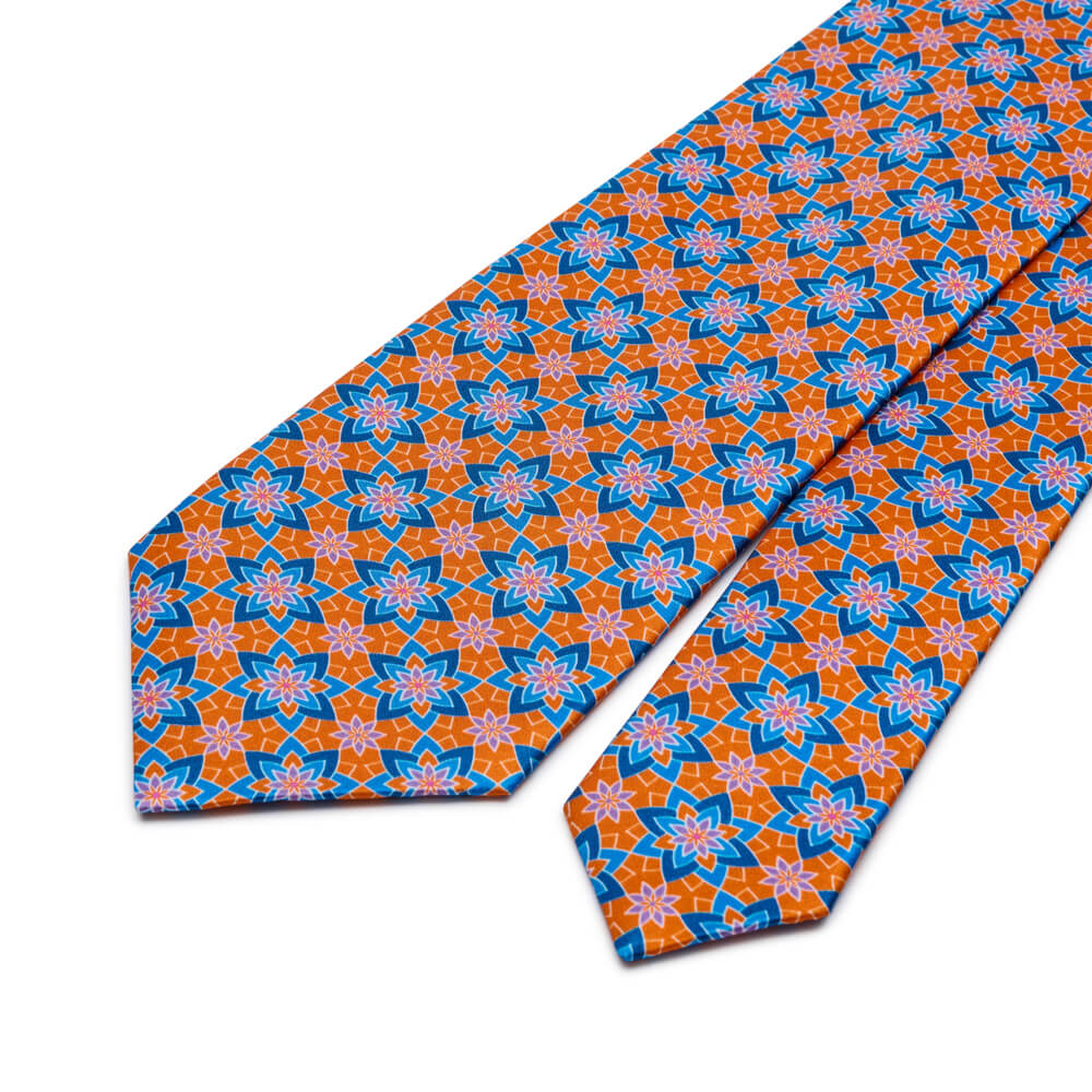 Octagram Orange and Blue Duchesse Silk Tie – Silvio Fiorello