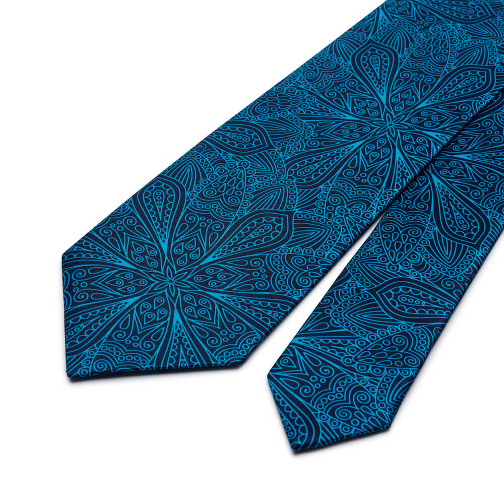 Mandala of Prosperity Blue and Turquoise Duchesse Silk Tie – Silvio ...