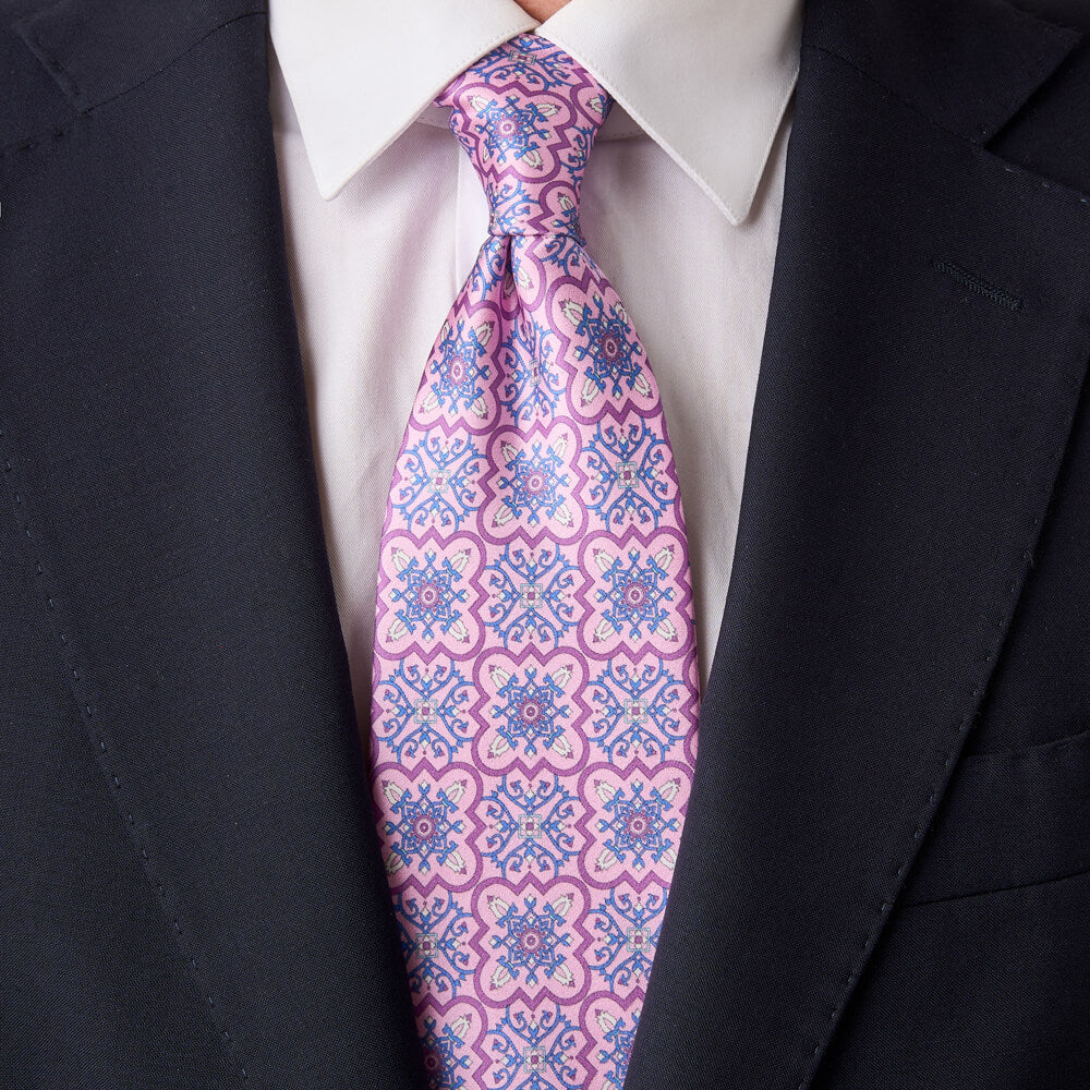 Santa Maria Tile Pink Duchesse Silk Tie – Silvio Fiorello