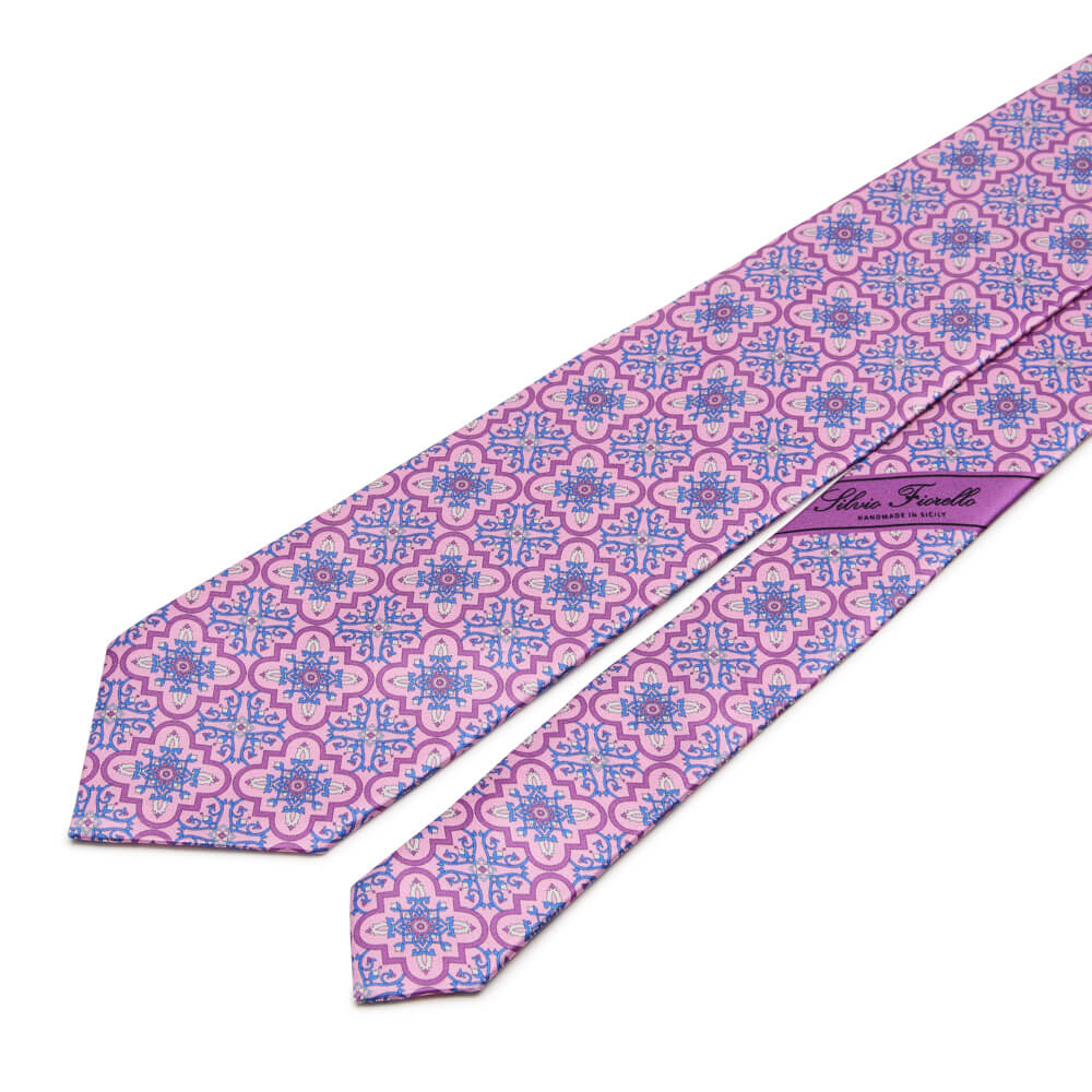 Santa Maria Tile Pink Duchesse Silk Tie – Silvio Fiorello