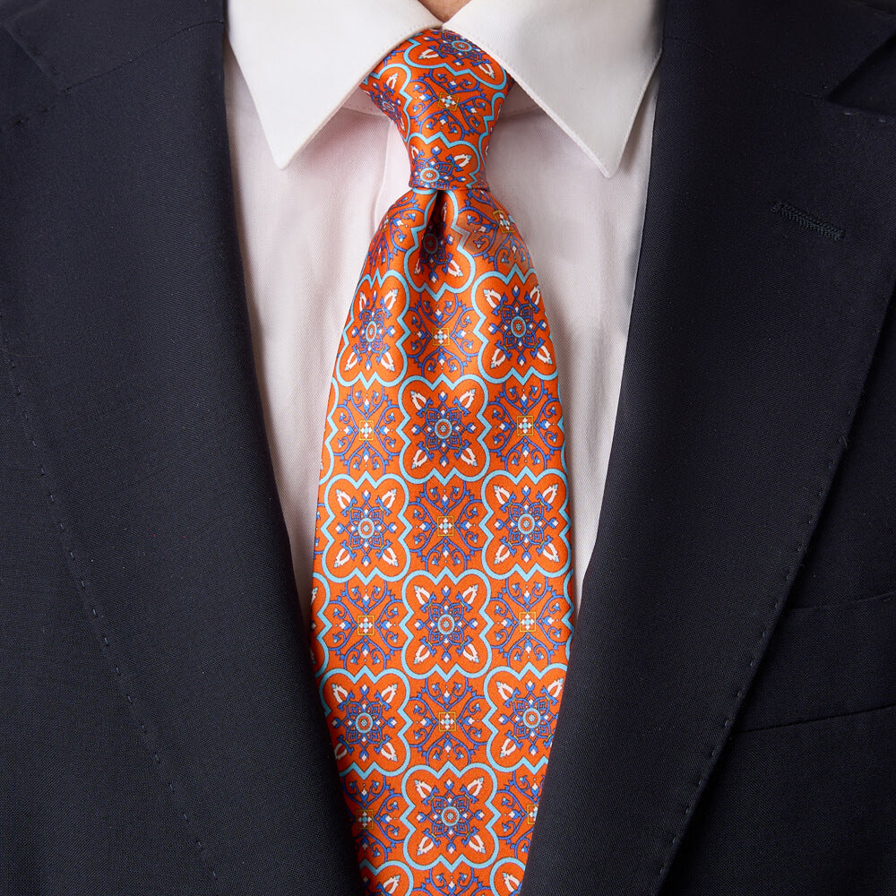 Santa Maria Tile Orange Duchesse Silk Tie – Silvio Fiorello