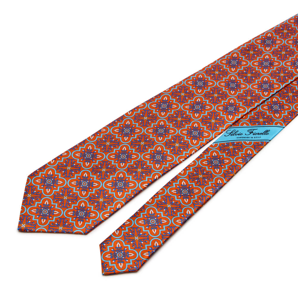 Santa Maria Tile Orange Duchesse Silk Tie – Silvio Fiorello