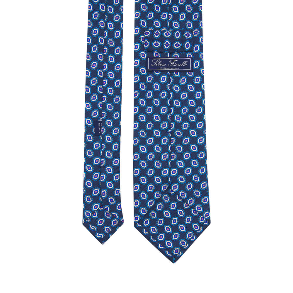 Blue Classic Motif Cuba Silk Tie – Silvio Fiorello