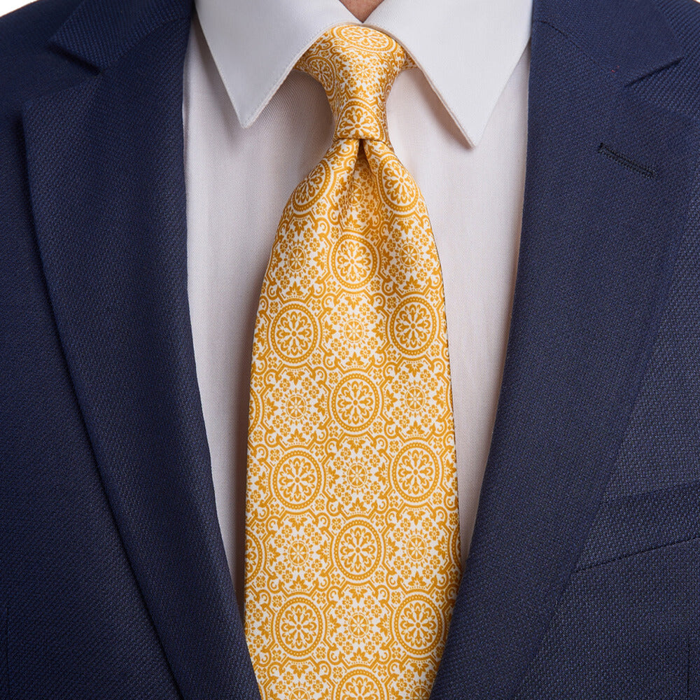 Sicilian Baroque Yellow Duchesse Silk Tie – Silvio Fiorello