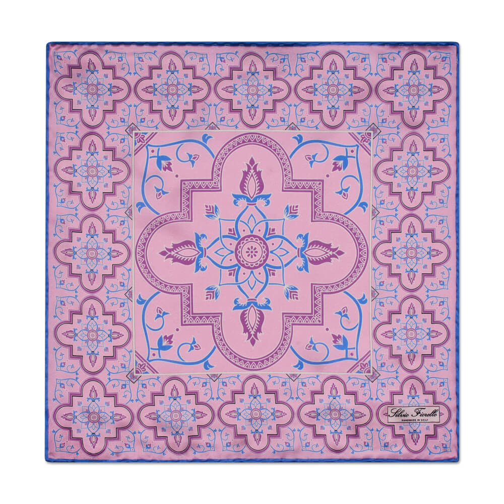 Santa Maria Tile Pink Silk Pocket Square – Silvio Fiorello
