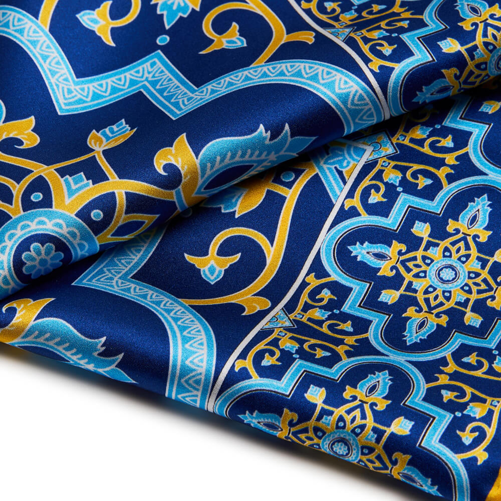 Santa Maria Tile Blue and Yellow Silk Pocket Square – Silvio Fiorello