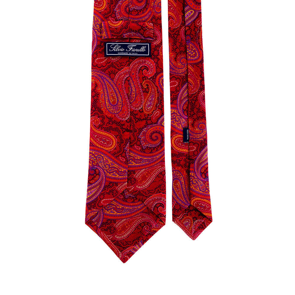 Red Sicilian Paisley Motif Duchesse Silk Tie – Silvio Fiorello