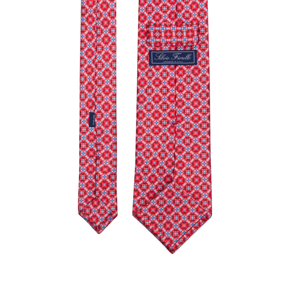 The Pearl of Sicily Red and Blue Silk Duchesse Tie – Silvio Fiorello