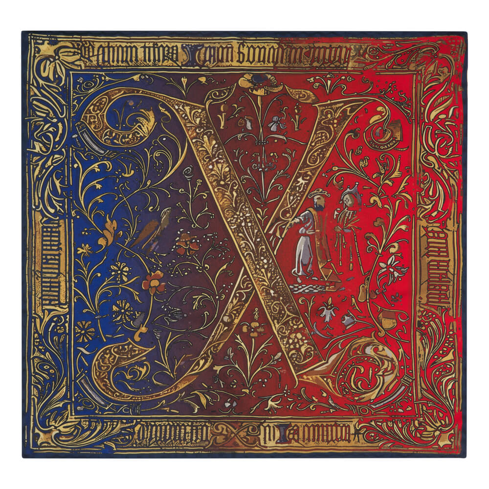 Medieval Monogram Letter X Red and Blue Silk Pocket Square – Silvio ...